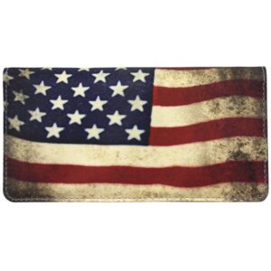 eric scott checkbook cover for men and women, durable premium fabric usa checkbook cover for personal checkbook with register and 6 card/photo slots (american flag)