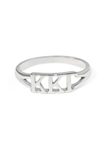 the collegiate standard sterling silver kappa kappa gamma ring with cut-out letters size 5