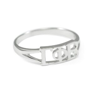 The Collegiate Standard Sterling Silver Gamma Phi Beta ring with cut-out letters size 9