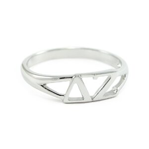 The Collegiate Standard Sterling Silver Delta Zeta ring with cut-out letters size 5