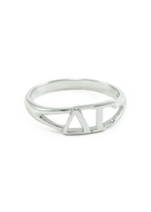 the collegiate standard sterling silver delta gamma ring with cut-out letters size 8