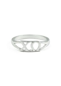 the collegiate standard sterling silver chi omega ring with cut-out letters size 6