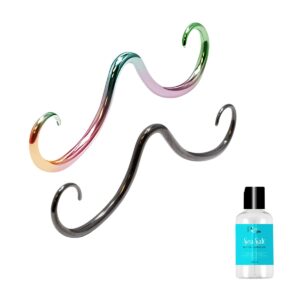 bodyjewelryonline black septum moustache nose ring [curly design], 316l surgical steel, 2¾” length, hypoallergenic, lead/nickel free, smooth surface rainbow removable o-rings