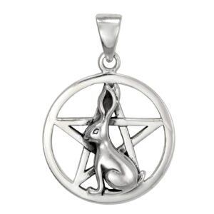 moonlight mysteries sterling silver bunny rabbit pentacle pentagram pendant