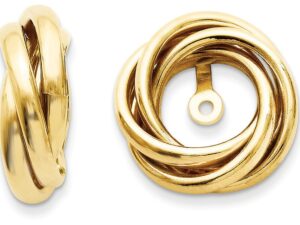 fjc finejewelers 14k yellow gold polished love knot earring jackets (7mm opening)