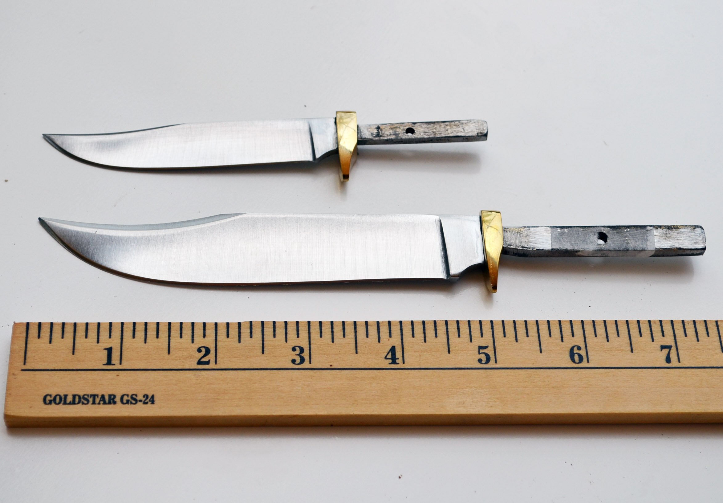 Whole Earth Supply Set of 2 Blades for Knife Making (5 1/4" & 7 1/2") Mini Hunter Blank Custom Game Hunting Blanks Skinning Knives