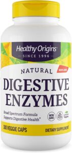 healthy origins digestive enzymes (nec) broad spectrum - with protease, amylase & lipase - gluten-free digestion and gut health supplement - 180 veggie capsules