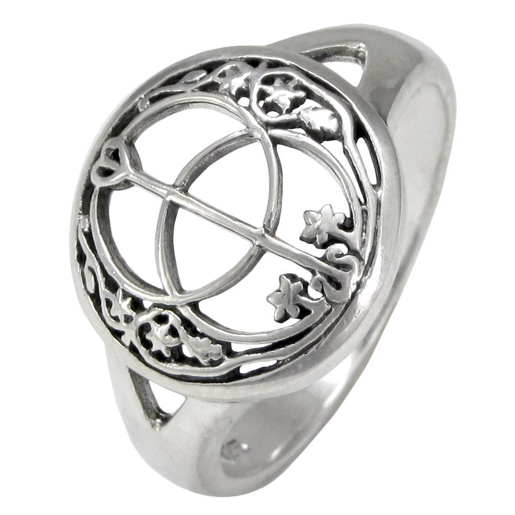 Moonlight Mysteries Sterling Silver Chalice Well Ring Symbol of Avalon and Divine Feminine Size 8