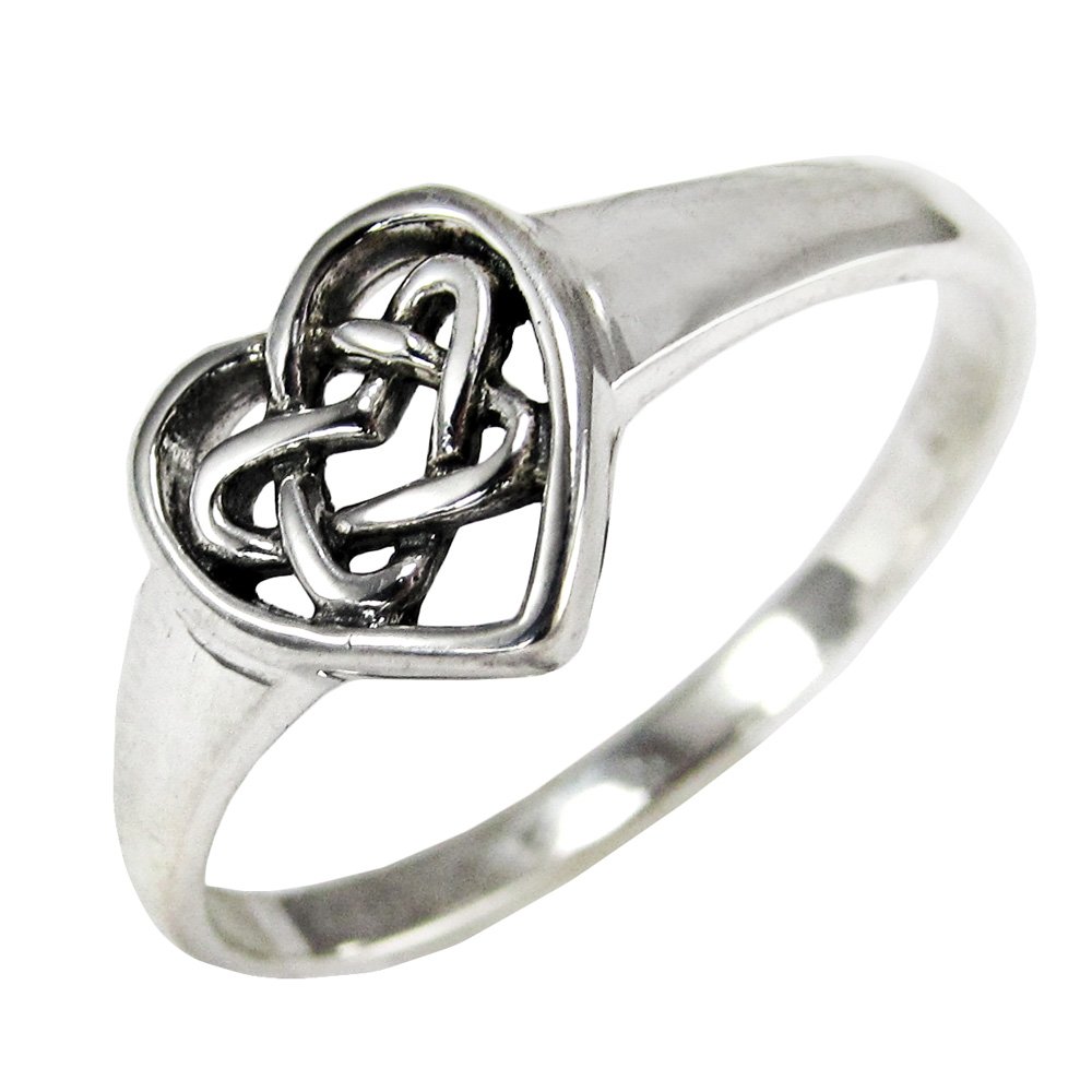 Moonlight Mysteries Sterling Silver Celtic Love Knot Heart Ring Size 4