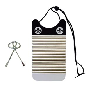 Washboard Zydeco Frottoir ScrubBoard Percussion Miniature 6 inches wide by 11 inches long Instrument Free Scratchers Handmade Louisiana Black & White Tee Don Board Key of Z Rubboards