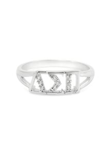 the collegiate standard delta sigma pi sterling silver ring set with czs (11.0)