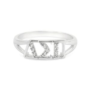 The Collegiate Standard Delta Sigma Pi Sterling Silver Ring set with Czs (11.0)