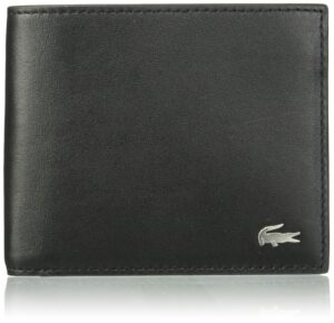 lacoste men's fitzgerald large billfold and coin wallet, black, one size