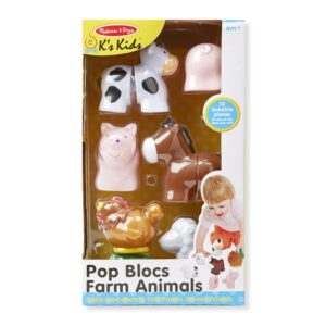 Melissa & Doug Pop Blocs Farm Animals Educational Baby Toy - 10 Linkable Pieces