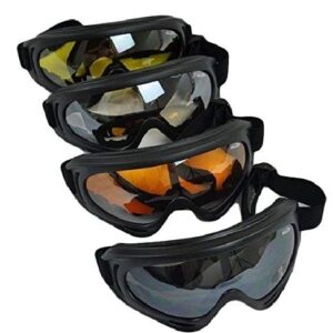 4 Goggles/Lot - Black + Clear + Amber + Yellow Multi Use Motorcycle Riding Snowboard Airsoft Protective Goggles Safety Glasses Sport Ski Airsoft Paintball