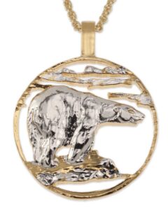 the difference world coin jewelry polar bear pendant & necklace, private mint medallion hand cut