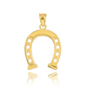 solid 14k yellow gold lucky charm horseshoe pendant