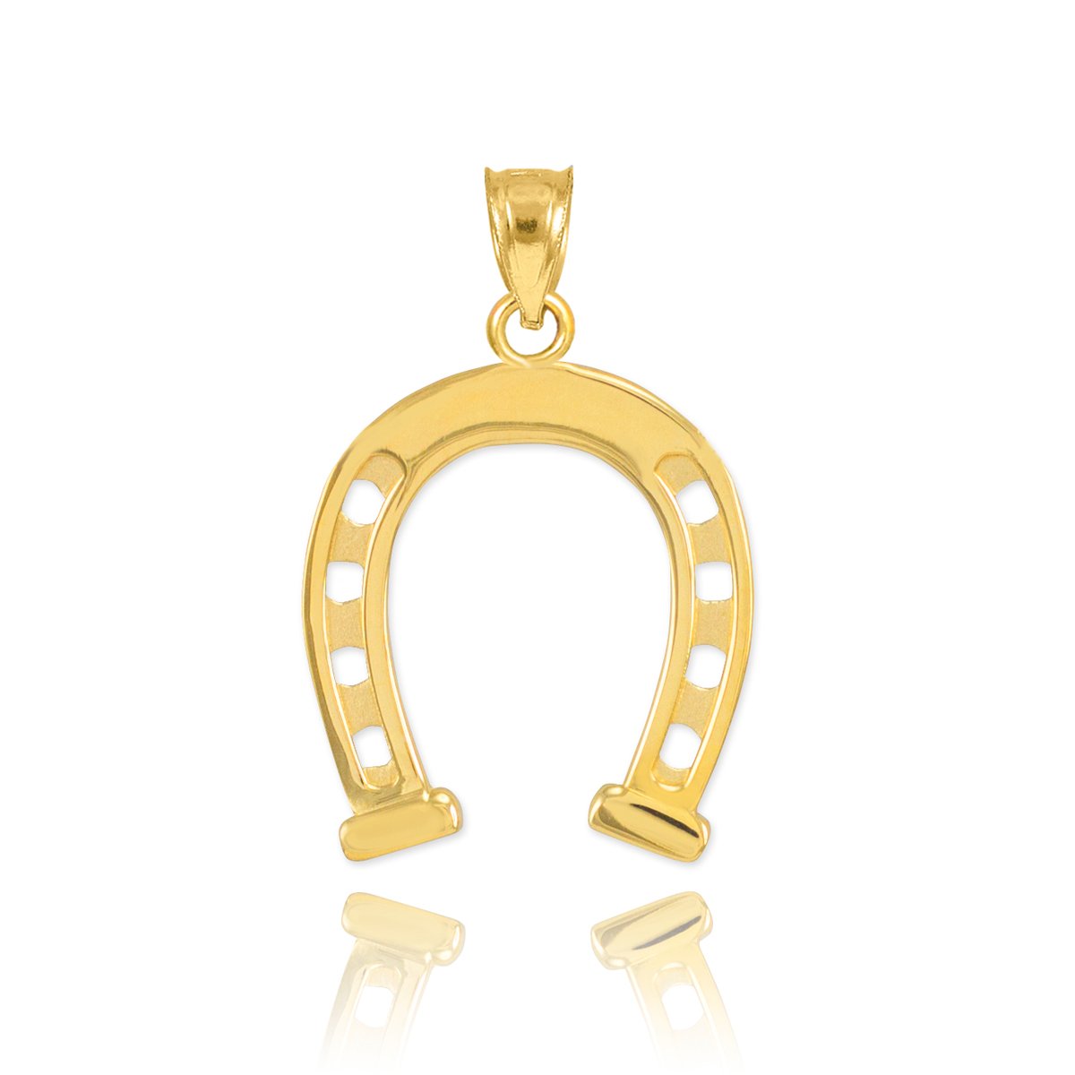 Solid 14k Yellow Gold Lucky Charm Horseshoe Pendant