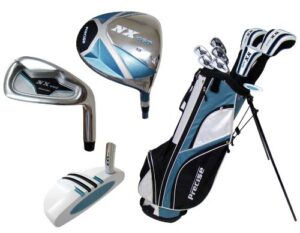 precise deluxe women's petite complete set (blue), graphite hybrids with steel irons, right hand, regular