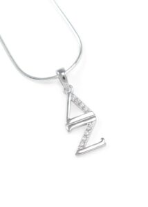 the collegiate standard delta zeta sorority sterling silver lavaliere necklace with czs