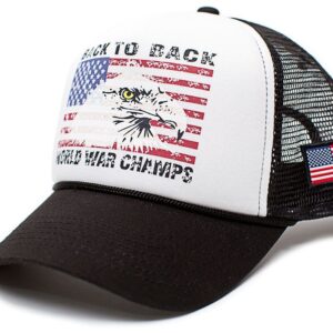 Back To Back World War Champs Eagle Unisex-Adult Trucker Hat -One-Size (Black/White/Black)