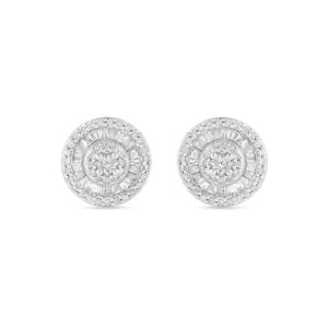 amazon essentials sterling silver diamond round stud earrings (1/2 cttw) (previously amazon collection)