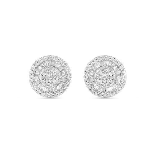 Amazon Essentials Sterling Silver Diamond Round Stud Earrings (1/2 cttw) (previously Amazon Collection)