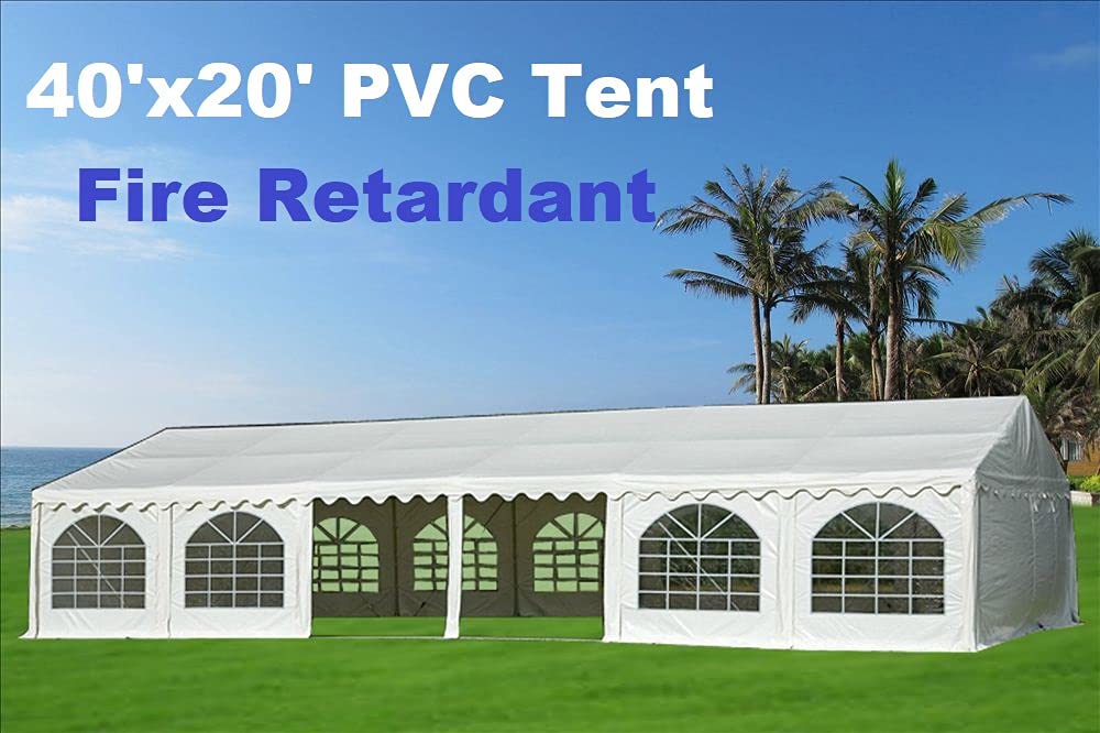 Delta 40'x20' Fire Retardant (FR) PVC Party Tent,Wedding Tent Canopy,Outdoor Event Shelter,Garden Gazebo,with Waterproof Top,Galvanized Steel Poles,Carry Bags