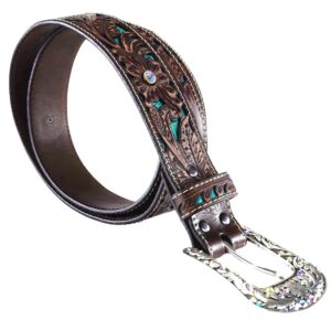 ARIAT Women's Turquoise Inlay Floral Bling Belt