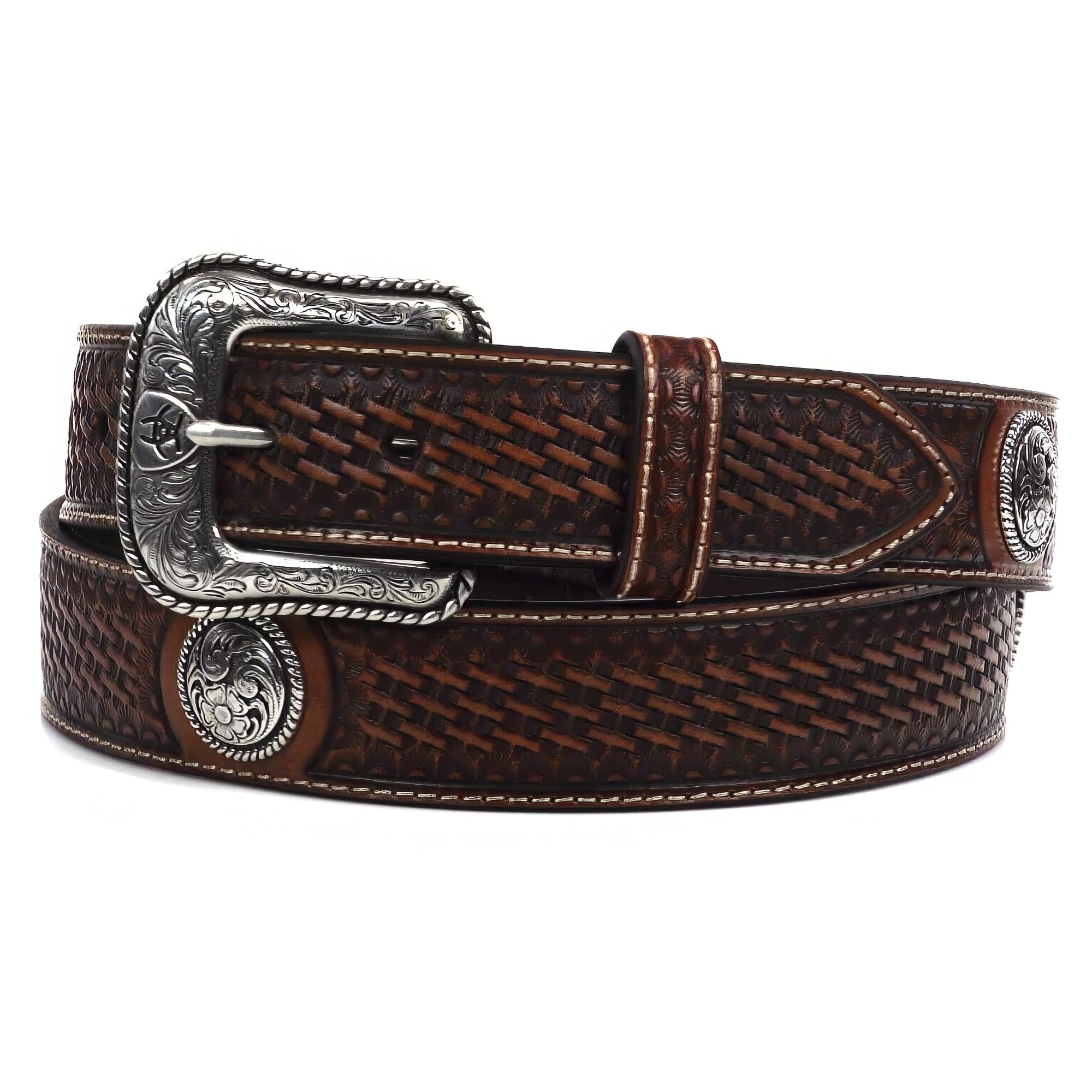 ARIAT Men's Basket Stamp Circle Concho Belt