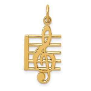 the black bow 14k yellow gold treble clef and staff pendant