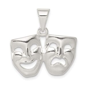 the black bow sterling silver polished comedy and tragedy mask pendant