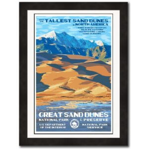 national park posters great sand dunes national park & preserve, add some retro flair to your home - original vintage national park decor design by robert b. decker - 100% recycled material - unframed