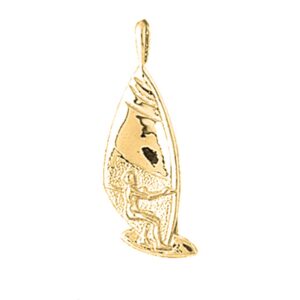 jewels obsession 18k yellow gold wind surfing pendant, made in usa