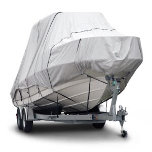 budge b-621-x5 600 denier hard/t-top boat cover gray 18'-20' long (beam width up to 106") waterproof, uv resistant