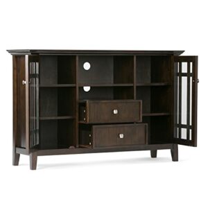 SIMPLIHOME Bedford SOLID WOOD 53 Inch Wide Transitional TV Media Stand in Dark Tobacco Brown for TVs up to 60 Inches, For the Living Room and Entertainment Center