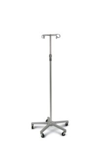 medline deluxe 5-leg iv pole stand with 4 hooks, aluminum construction, adjustable height from 48.5" to 82", ideal for medical use in hospitals and nursing homes (pack of 2)