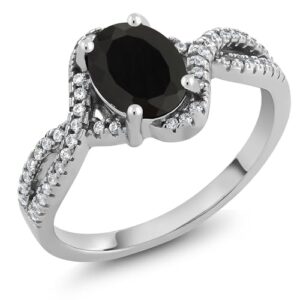 gem stone king 1.67 cttw oval black onyx ring for women in 925 sterling silver | oval 8x6mm | gemstone birthstone | available in size 5, 6, 7, 8, 9