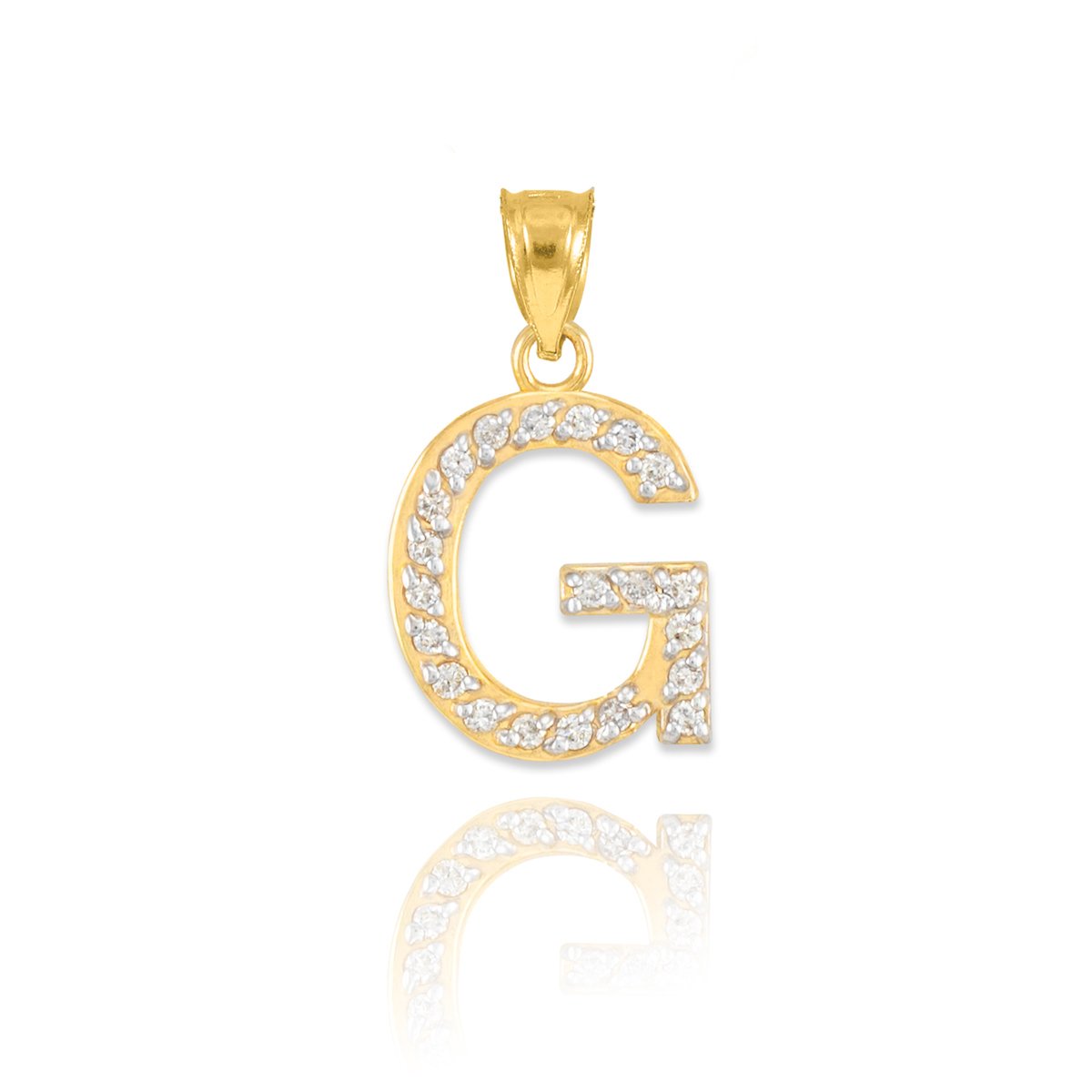 14k Yellow Gold Diamond Alphabet Initial Letter G Charm Pendant