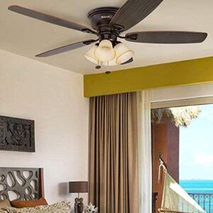 Honeywell Ceiling Fans Glen Alden, 52 Inch Classic Flush Mount Indoor LED Ceiling Fan with Light, Pull Chain, Quick-2-Hang Dual Finish Blades, Reversible Motor - 50183 (Oil Rubbed Bronze)