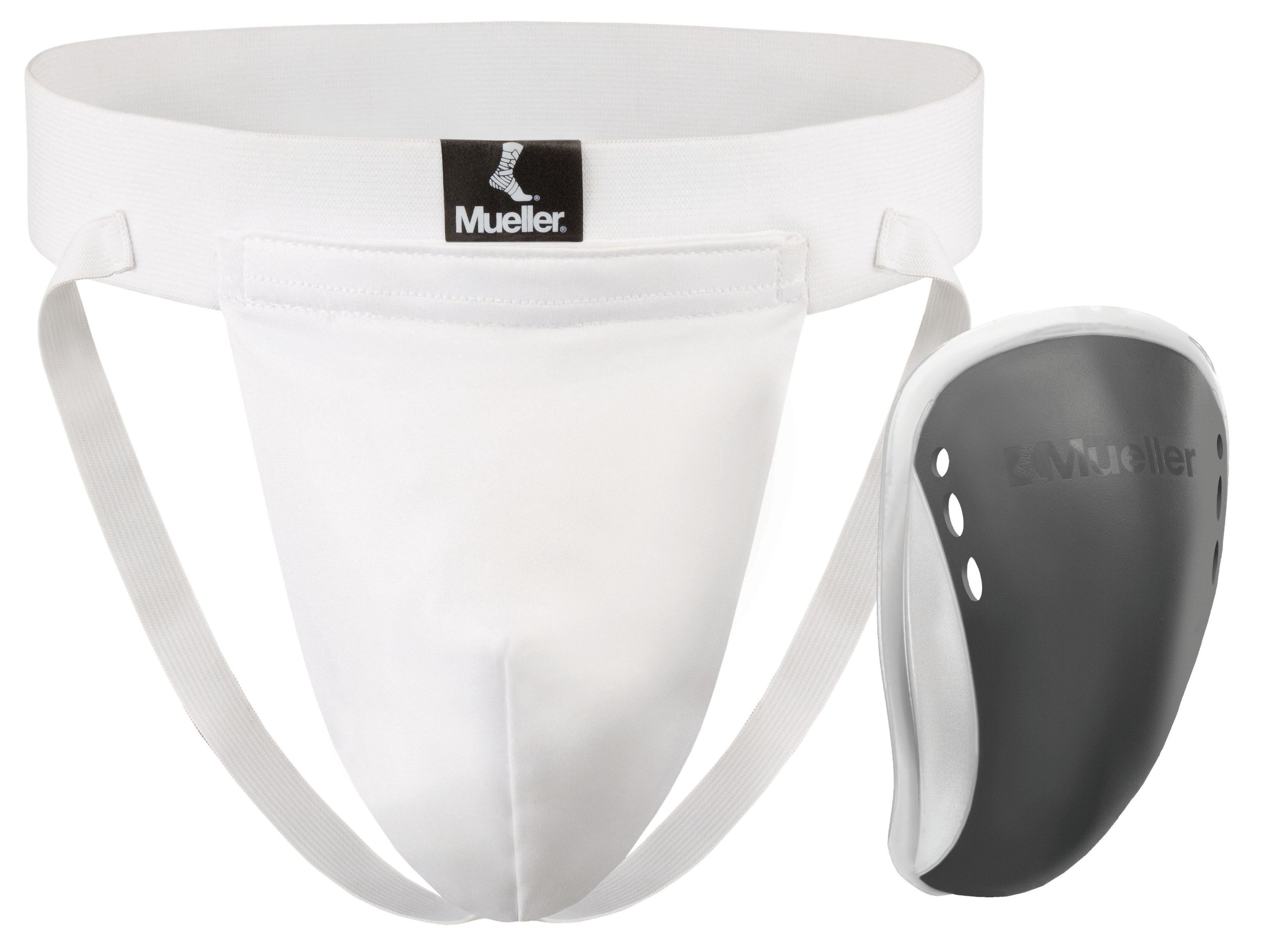 MUELLER mens Mueller Sports Medicine Adult Athletic Supporter, White/Gray, 2 Piece Set US