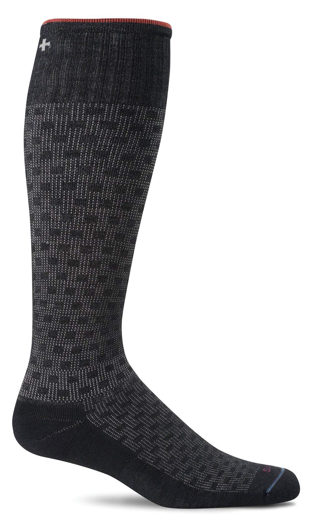 Sockwell Men's Shadow Box Moderate Graduated Compression Socks, Black - L/XL