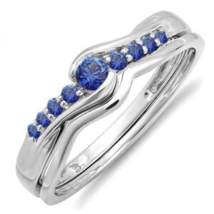 dazzlingrock collection 0.25 carat (ctw) 18k round blue sapphire bridal engagement wedding ring set in white gold, size 7.5