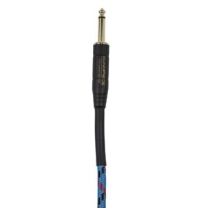 Monoprice 1/4-Inch TS Male to 1/4-Inch Right Angle TS Male Guitar/Instrument Cable - 10 Feet, Blue, 20AWG, Braided Jacket, Gold Plated - Cloth Series