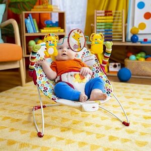 Bright Starts Portable Baby Bouncer Soothing Vibrations Infant Seat with Removable-Toy-Bar, 0-6 Months 6-20 lbs (Playful Pinwheels)