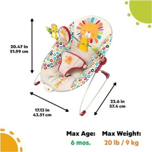 Bright Starts Portable Baby Bouncer Soothing Vibrations Infant Seat with Removable-Toy-Bar, 0-6 Months 6-20 lbs (Playful Pinwheels)