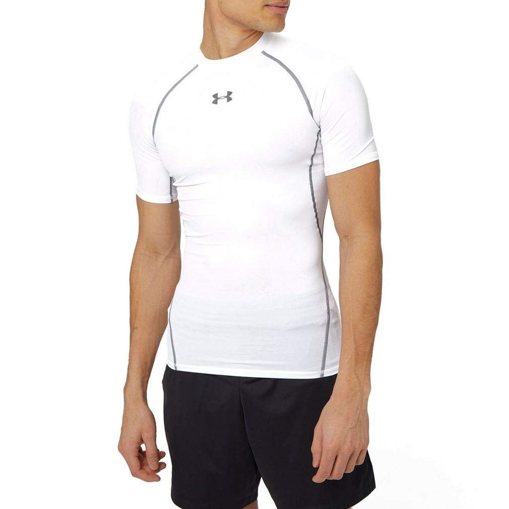 Under Armour Men's UA HeatGear Armour Short Sleeve Compression Shirt LG White