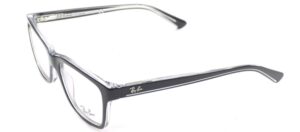 ray-ban junior kids' ry1536 square prescription eyeglass frames, black on transparent/demo lens, 48 mm