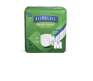 medline fitright ultra adult diapers, disposable incontinence briefs with tabs, heavy absorbency, medium, 32''-42'', 20 count (pack of 4)