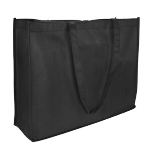 dalix 20" extra large reuseable eco-friendly recycled material tote bag in black-12 pack